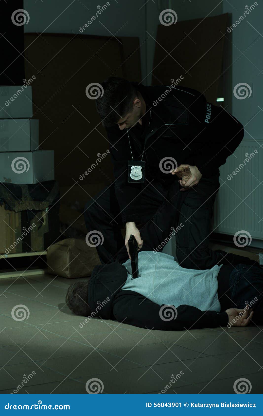 Cop Overpowering a Lawbreaker Stock Image - Image of arrest, laying ...