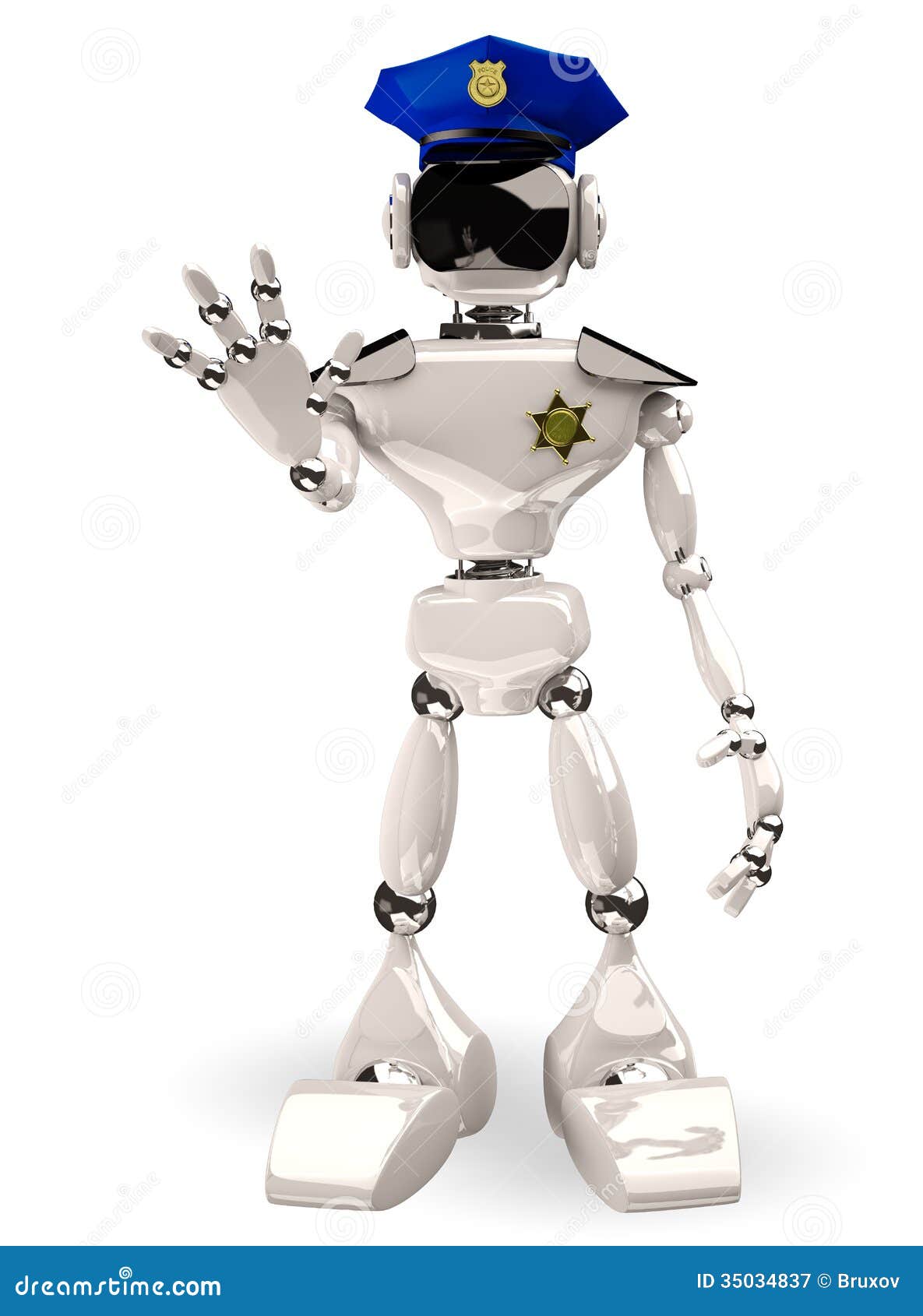 Cop robot stock illustration. Illustration of gold, plastic - 35034837