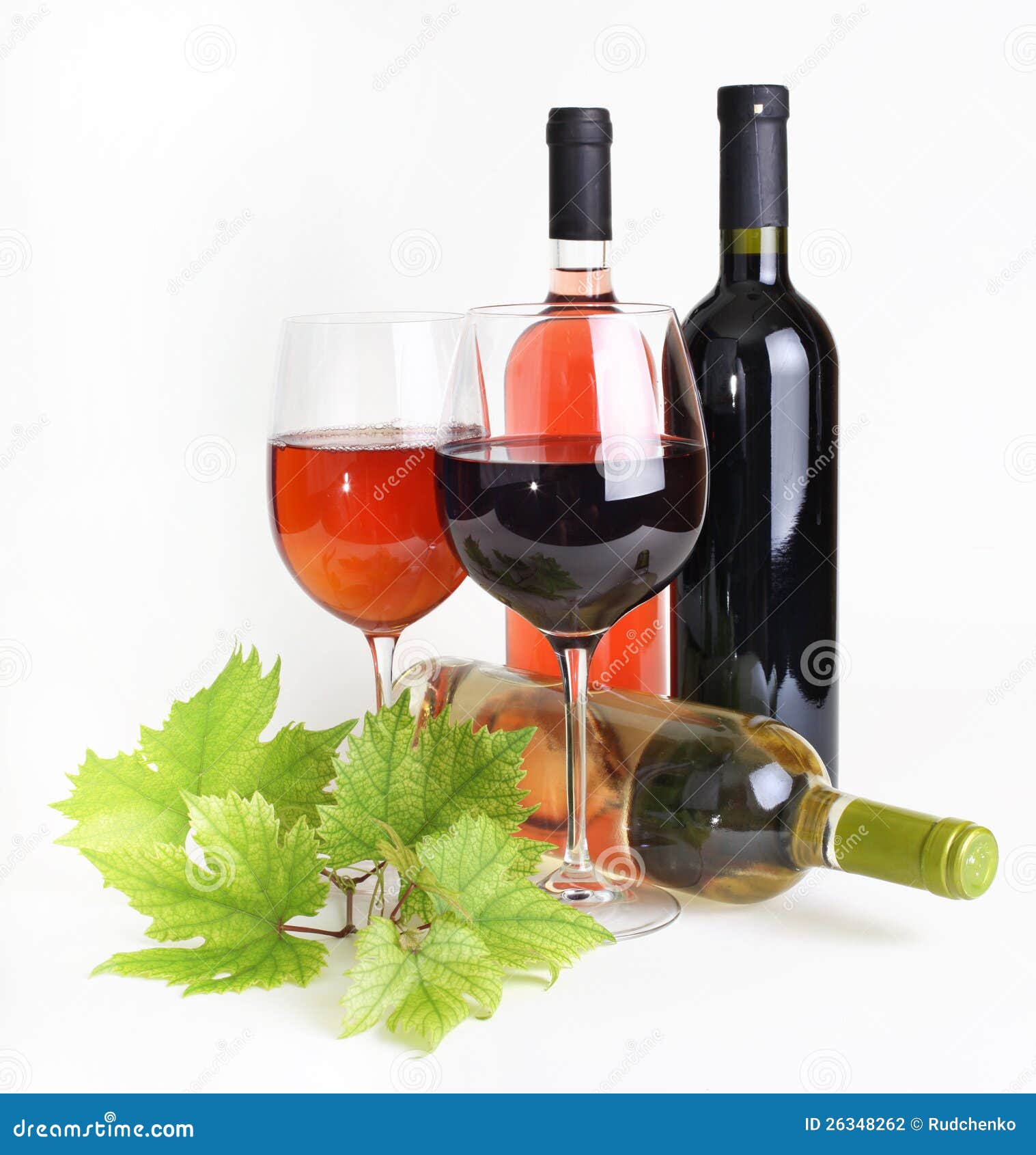 Copa, Botella De Vino Y Hoja Foto de archivo - Imagen de cristal ...