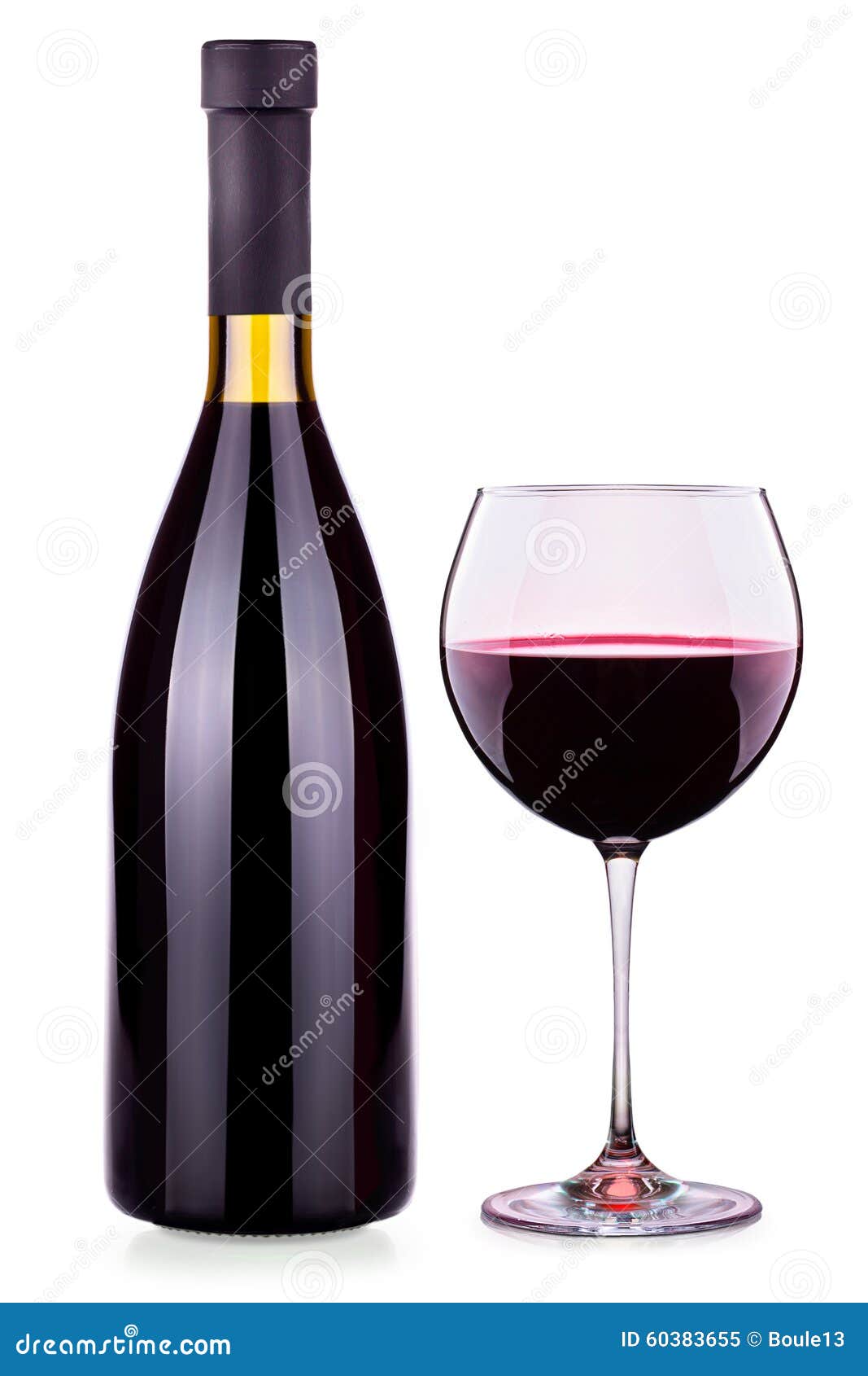 Copa De Vino Elegante Y Botella Rojas Aisladas Imagen de archivo ...