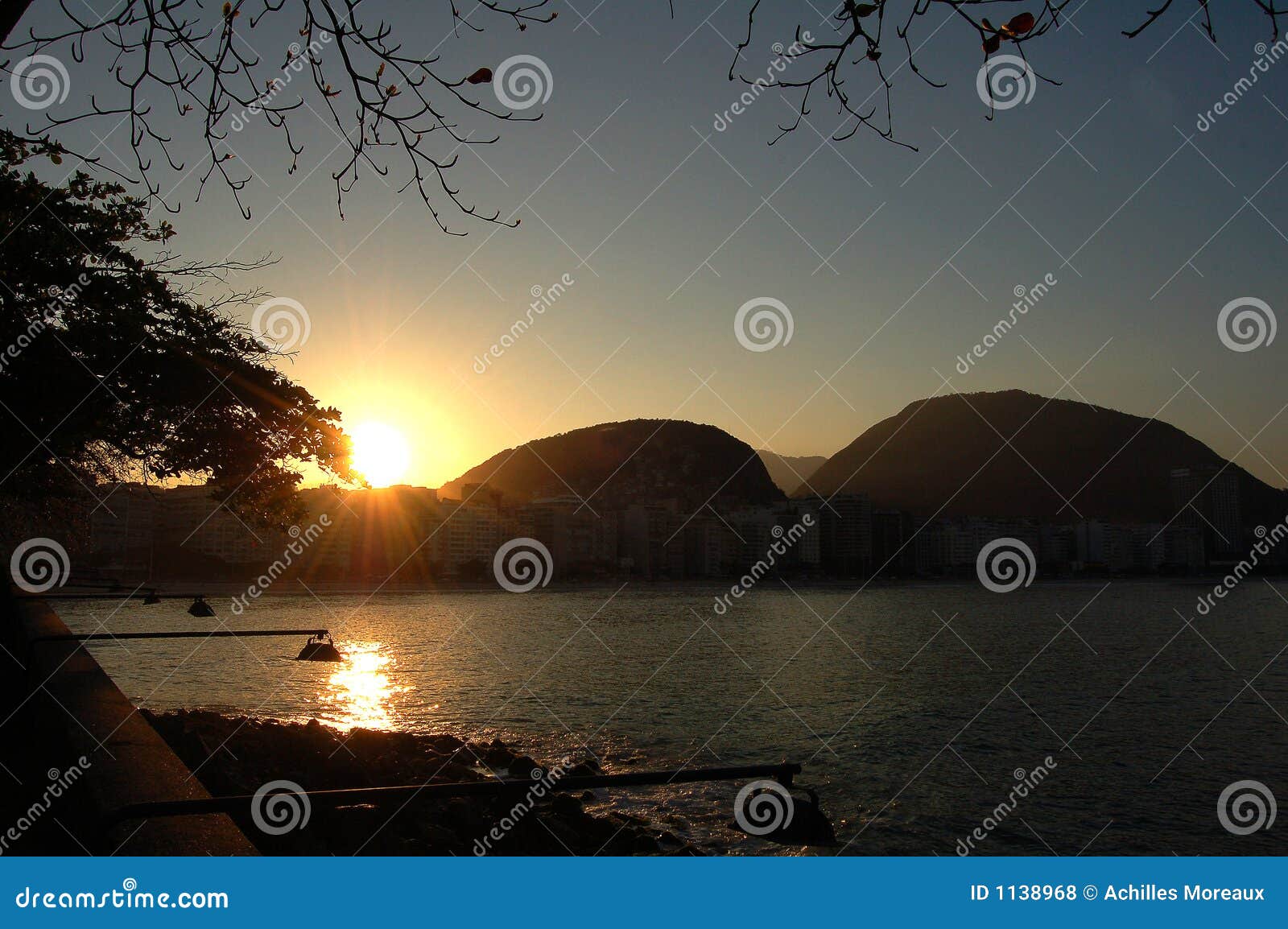 Copacabana beach at sunset stock photo. Image of coastal - 1138968
