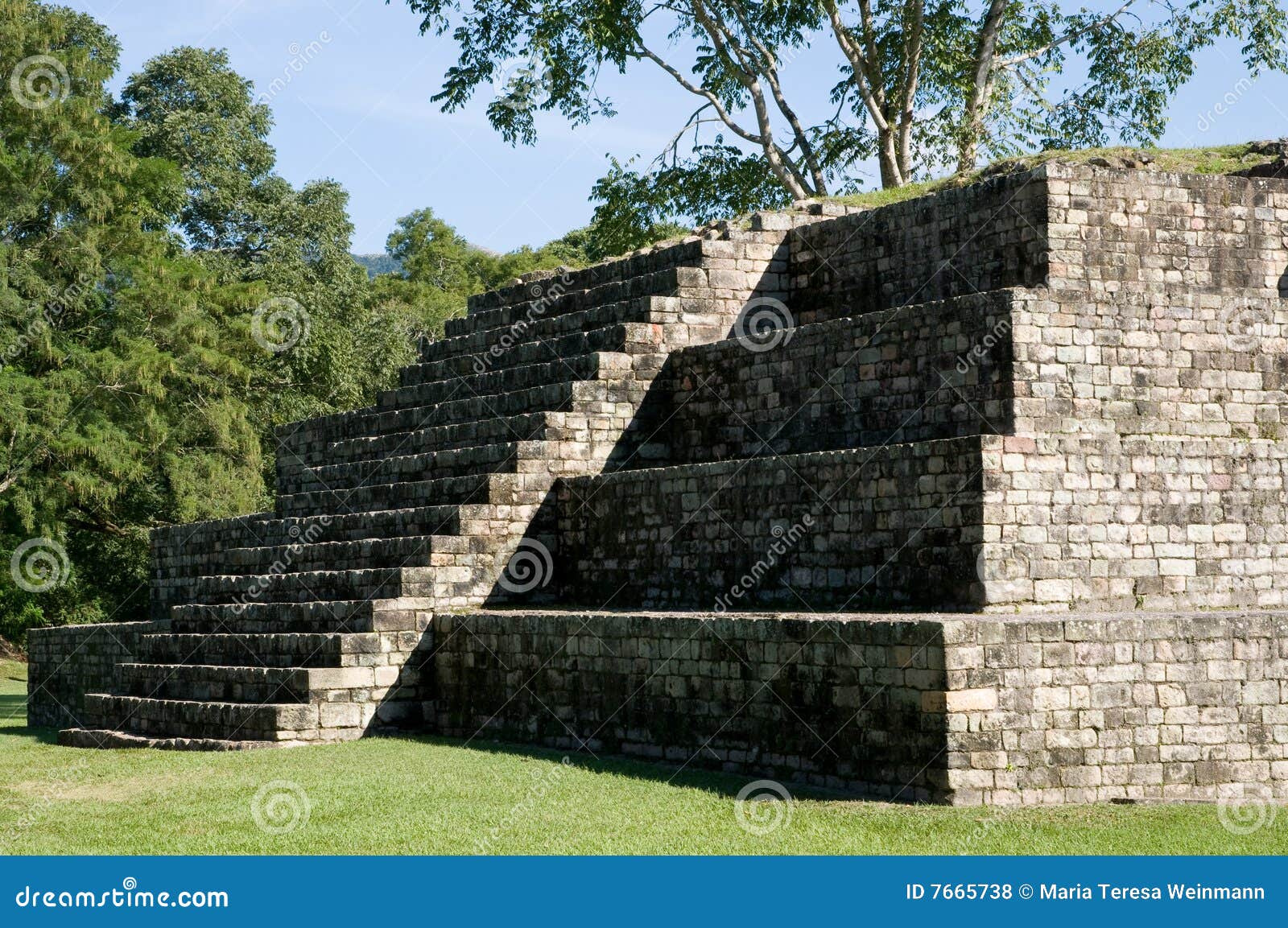 Copan-pyramide in Light and Shadow Stock Photo - Image of blue ...