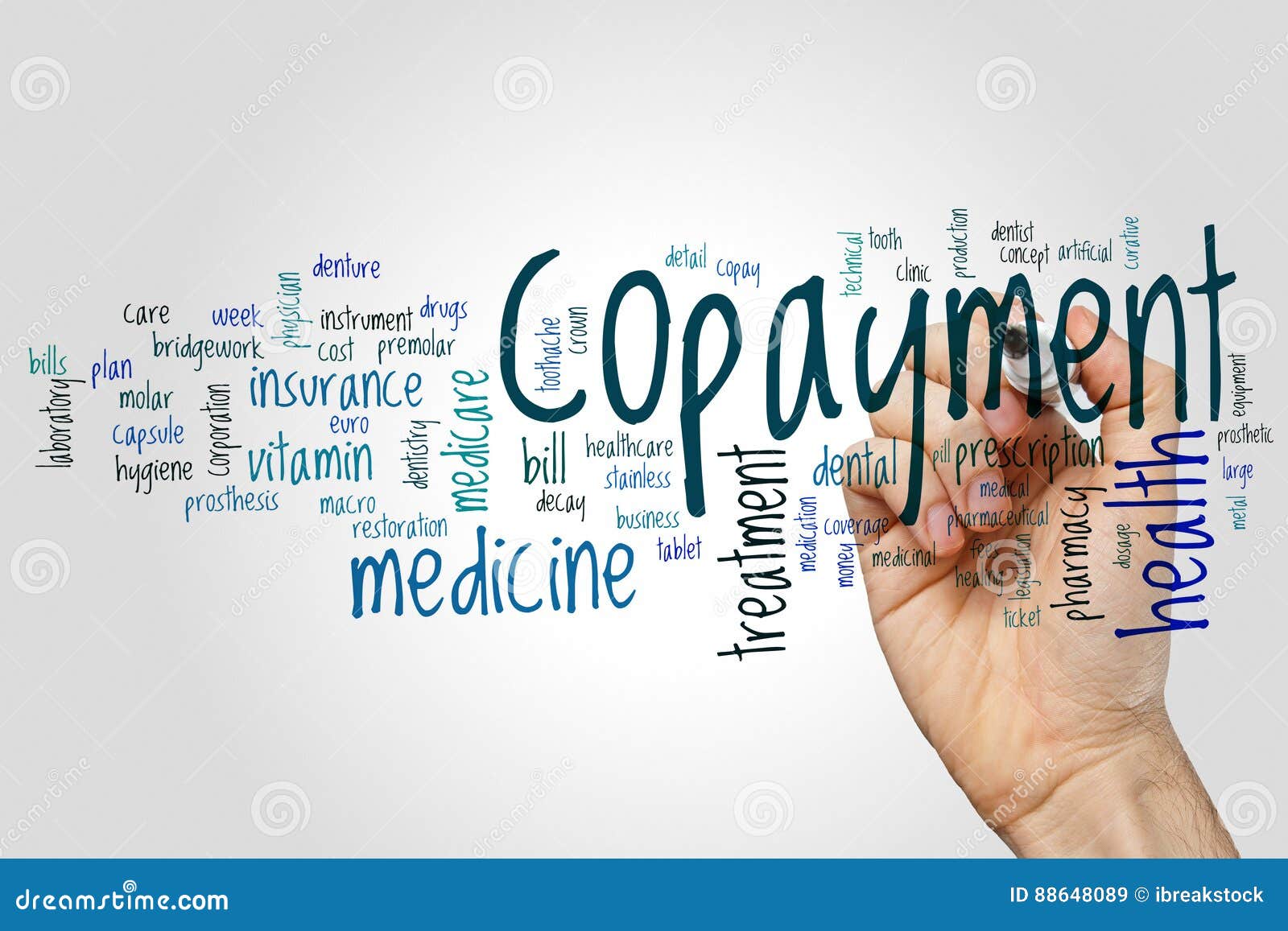 Copayment Word Cloud Concept on Grey Background Stock Illustration ...