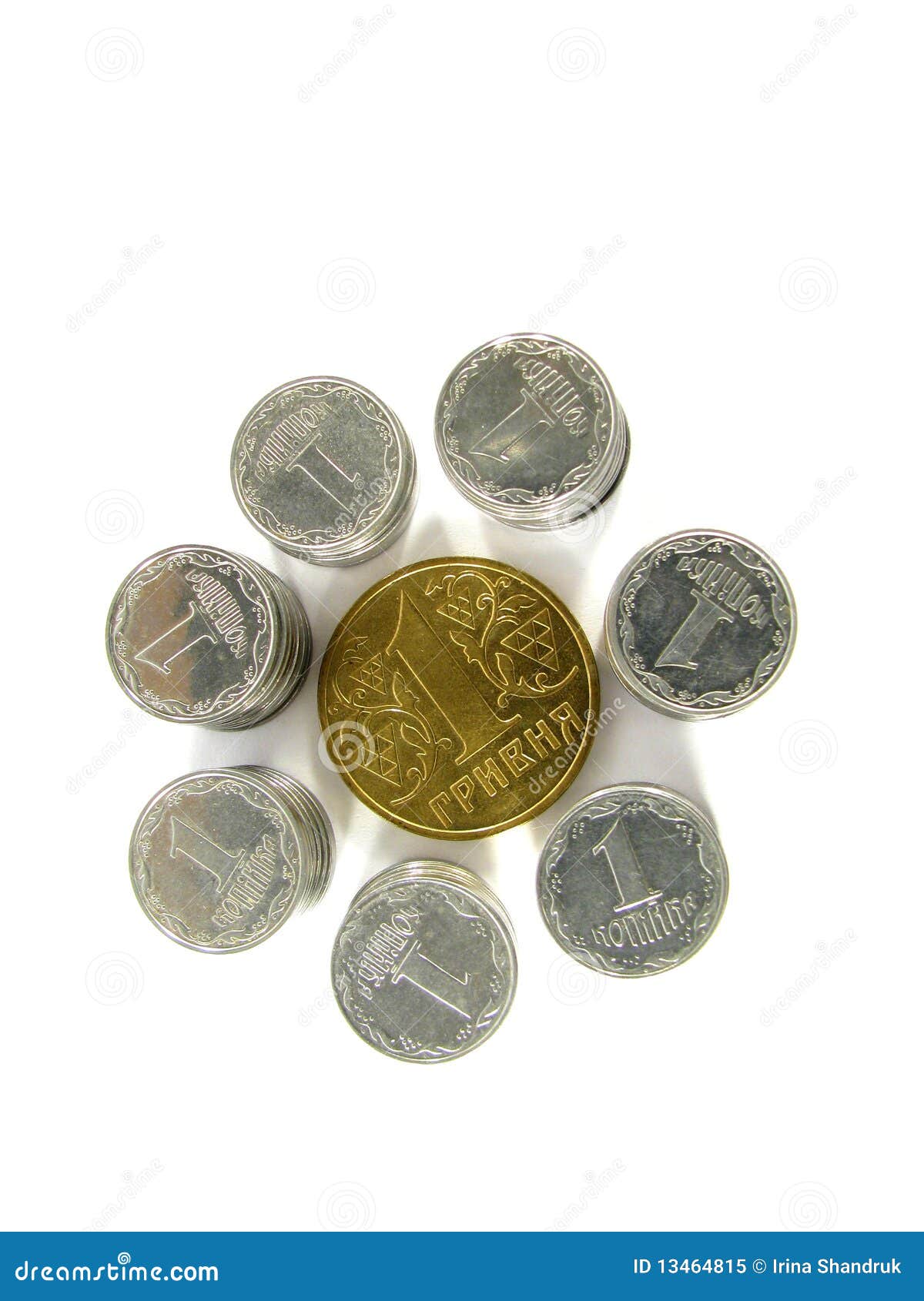 Copecks around of grivna stock image. Image of economy - 13464815