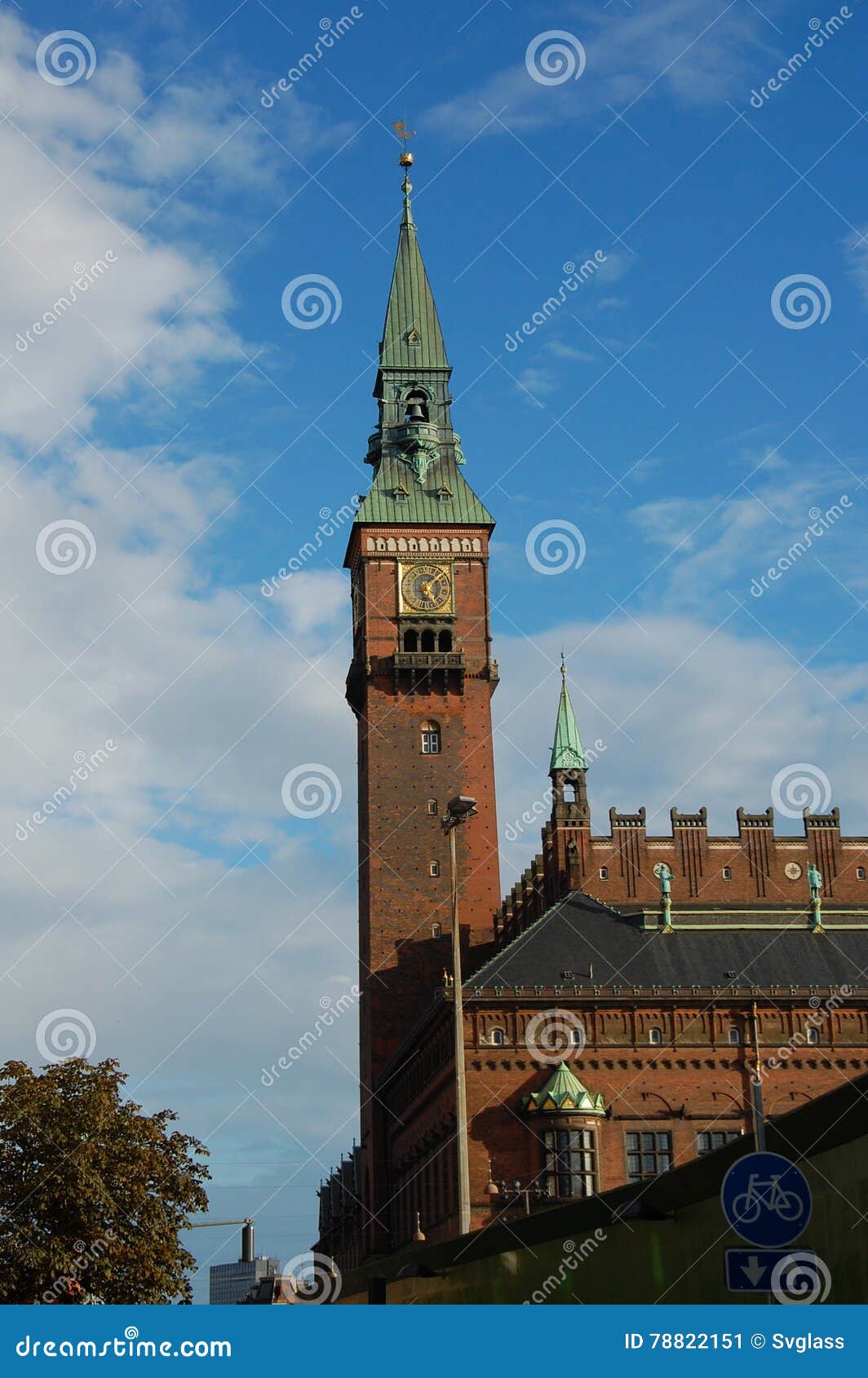 Copenhagen city hall stock image. Image of landmark, facade - 78822151