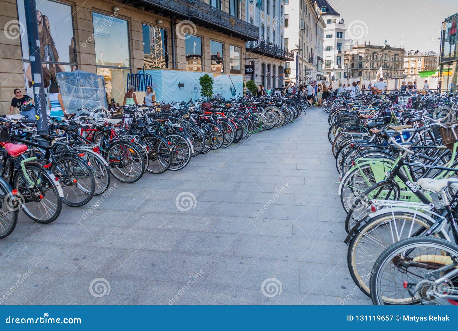 COPENHAGEN, DENMARK - AUGUST 26, 2016: Rows of Bicycles in a Center of ...