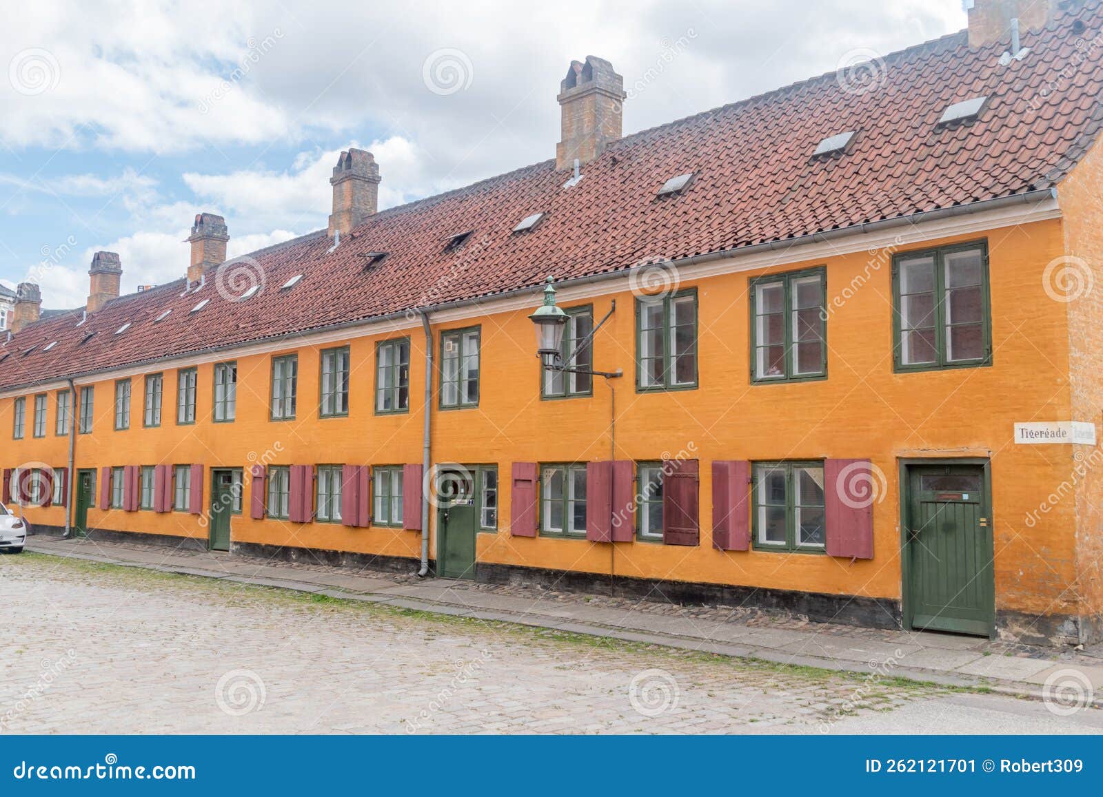 Historical Orange Traditional Danish House at Nyboder District ...
