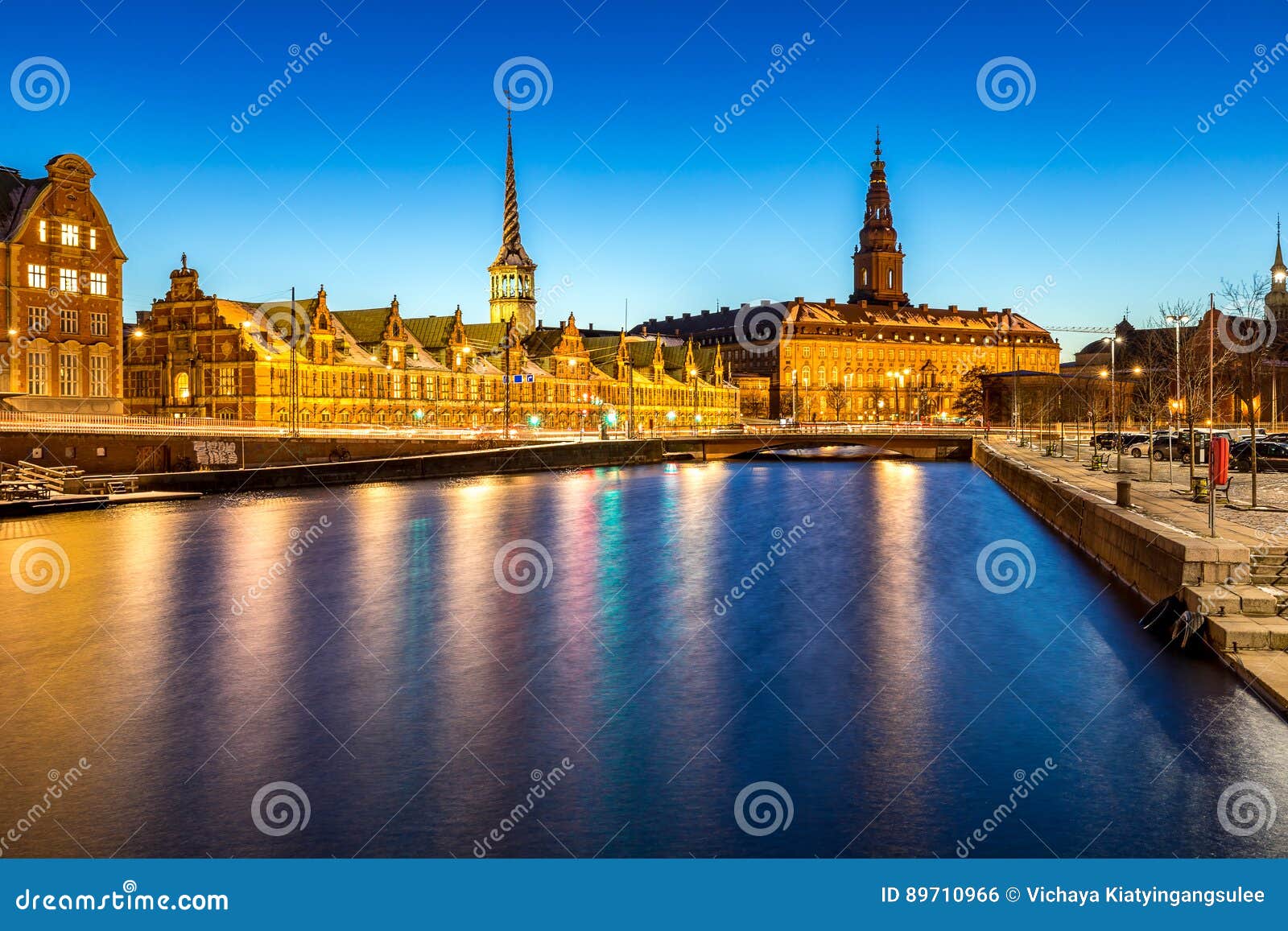 Copenhagen Denmark night stock photo. Image of history - 89710966