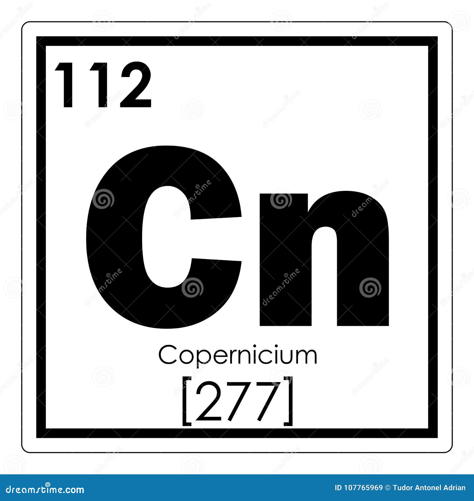 Copernicium Cn, Chemical Element Sign. 3D Rendering Isolated On White ...