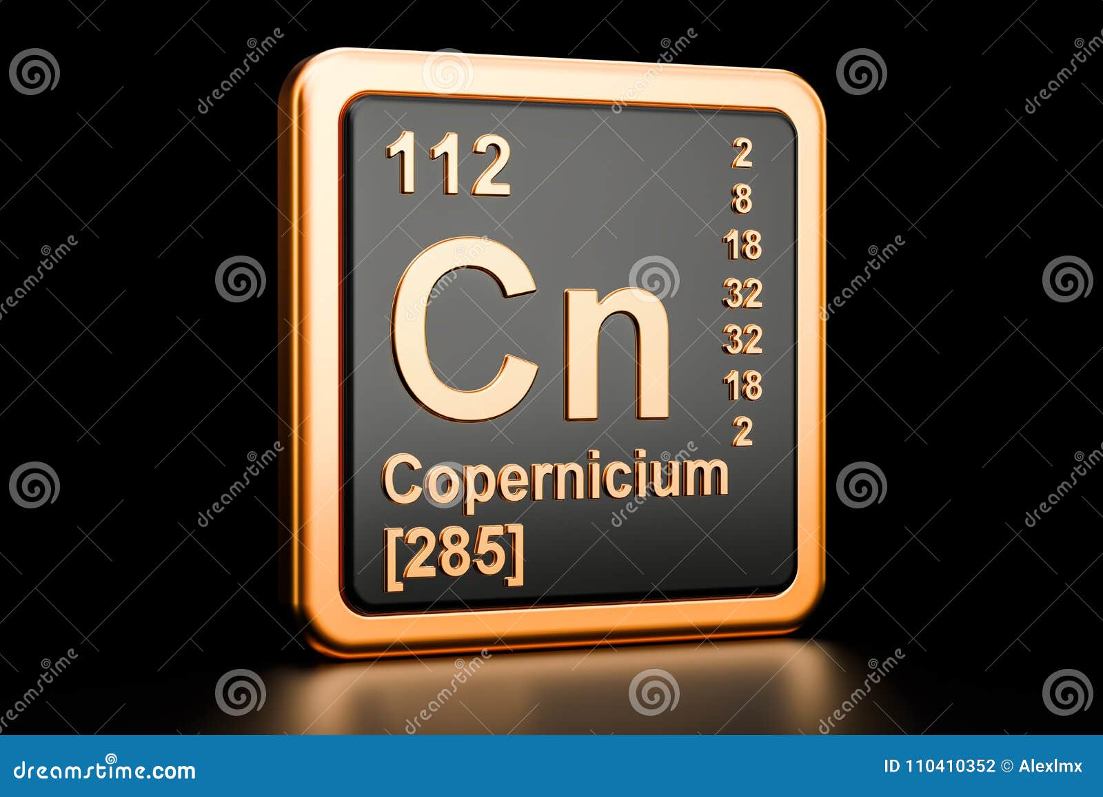 Copernicium Cn Chemical Element. 3D Rendering Stock Illustration ...
