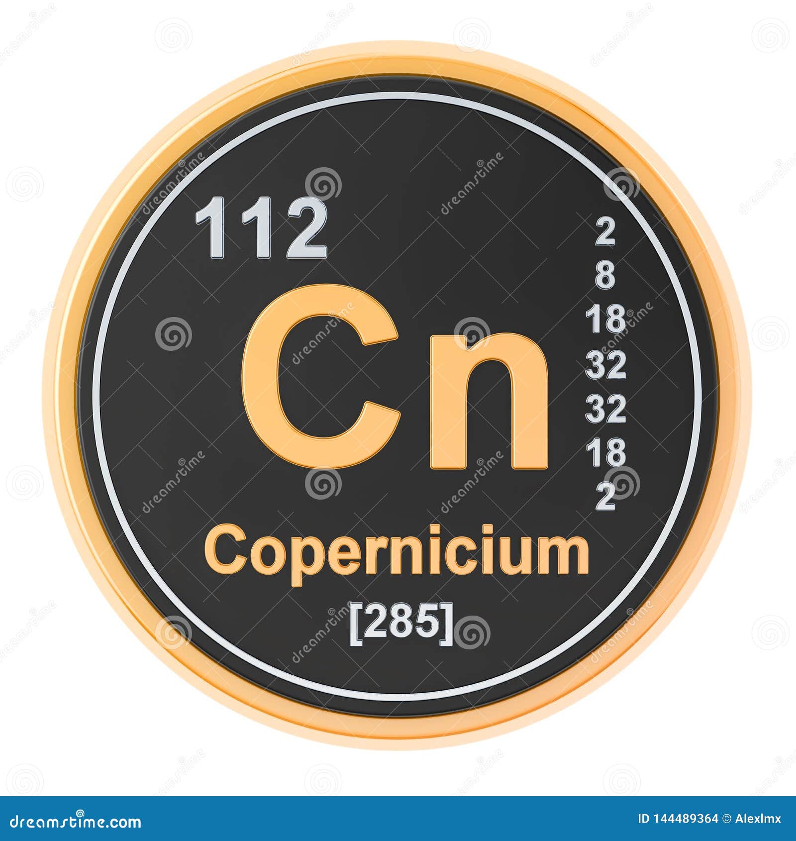 Copernicium Cn Chemical Element. 3D Rendering Stock Illustration ...