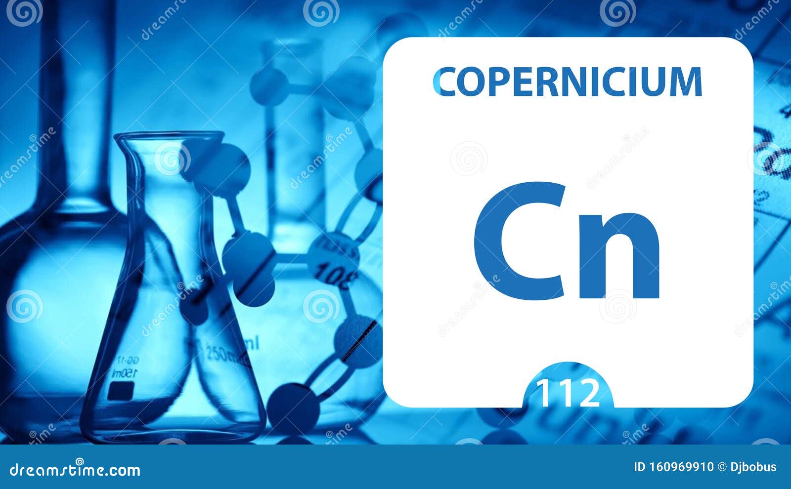 Copernicium Cn, Chemical Element Sign. 3D Rendering Isolated on White ...
