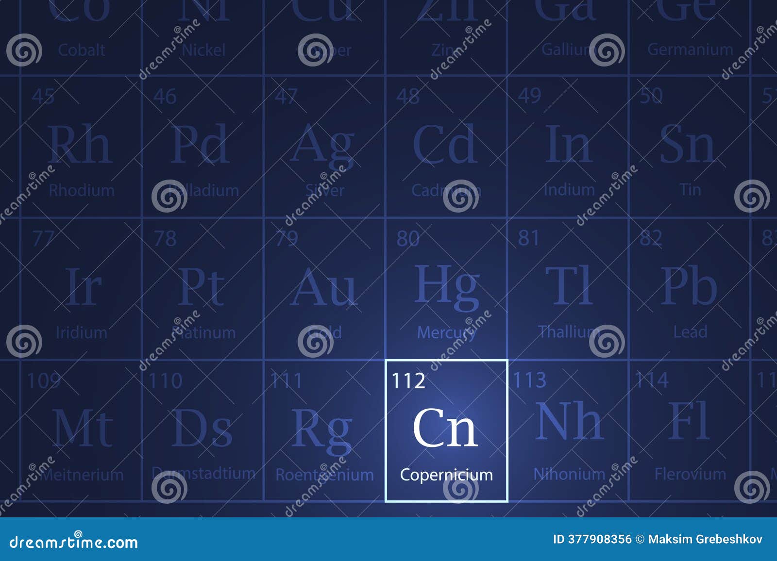 Copernicium Science Table Atomic Element Symbol Chemical Sign Vector ...