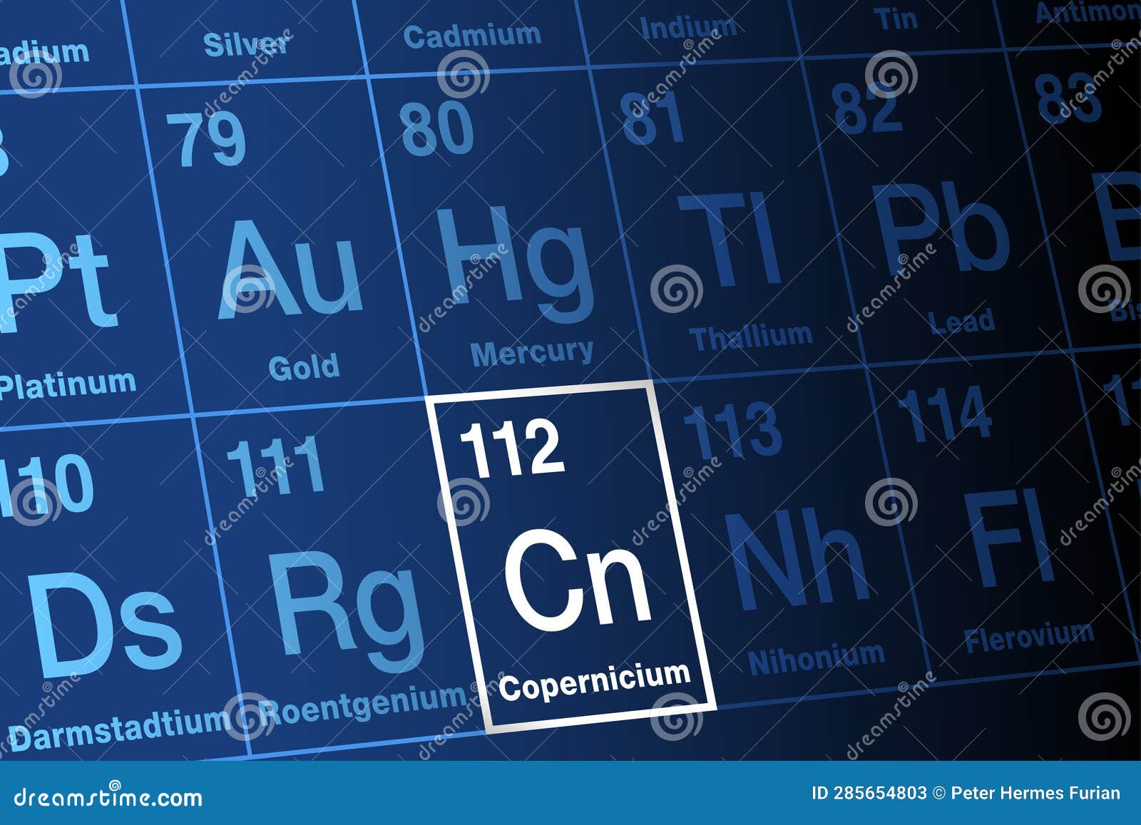 Copernicium on Periodic Table of the Elements, with Element Symbol Cn ...