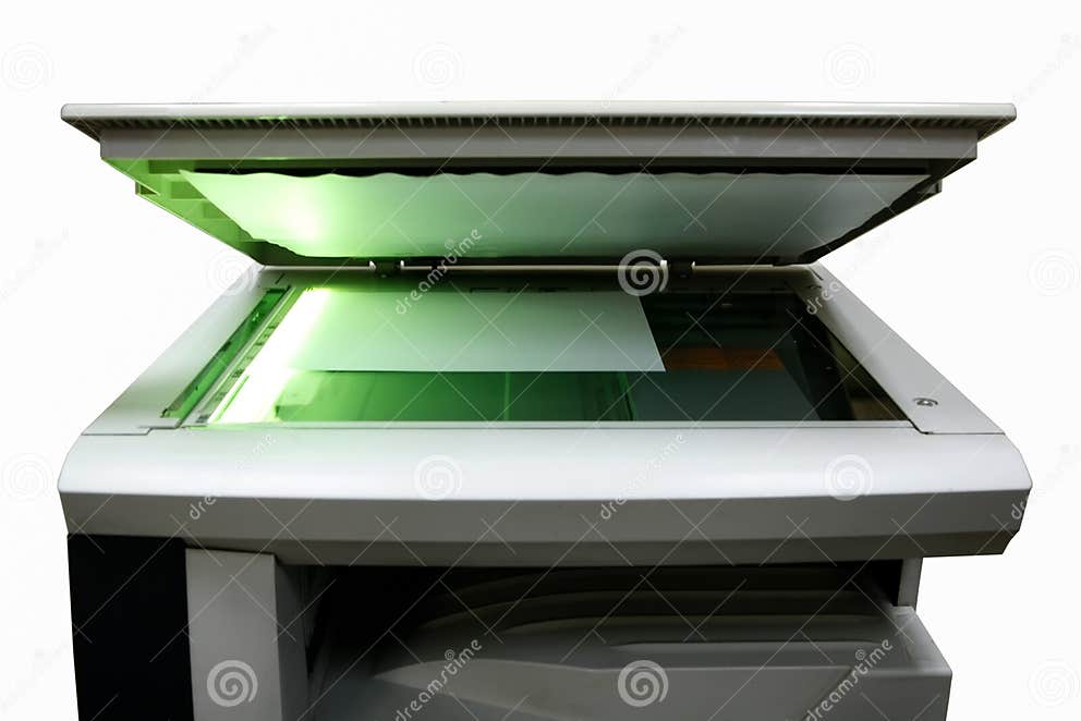 Copier with Light and Paper Stock Photo - Image of photocopier ...