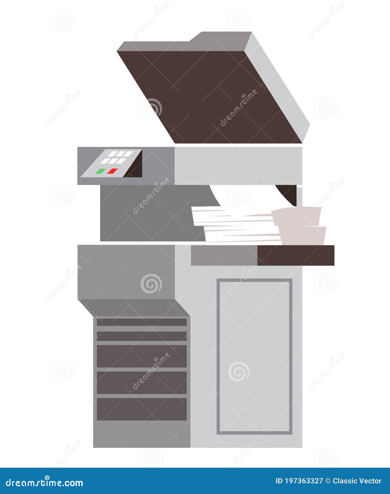 Copier Machine Office Photocopy Scanner on White Stock Vector ...