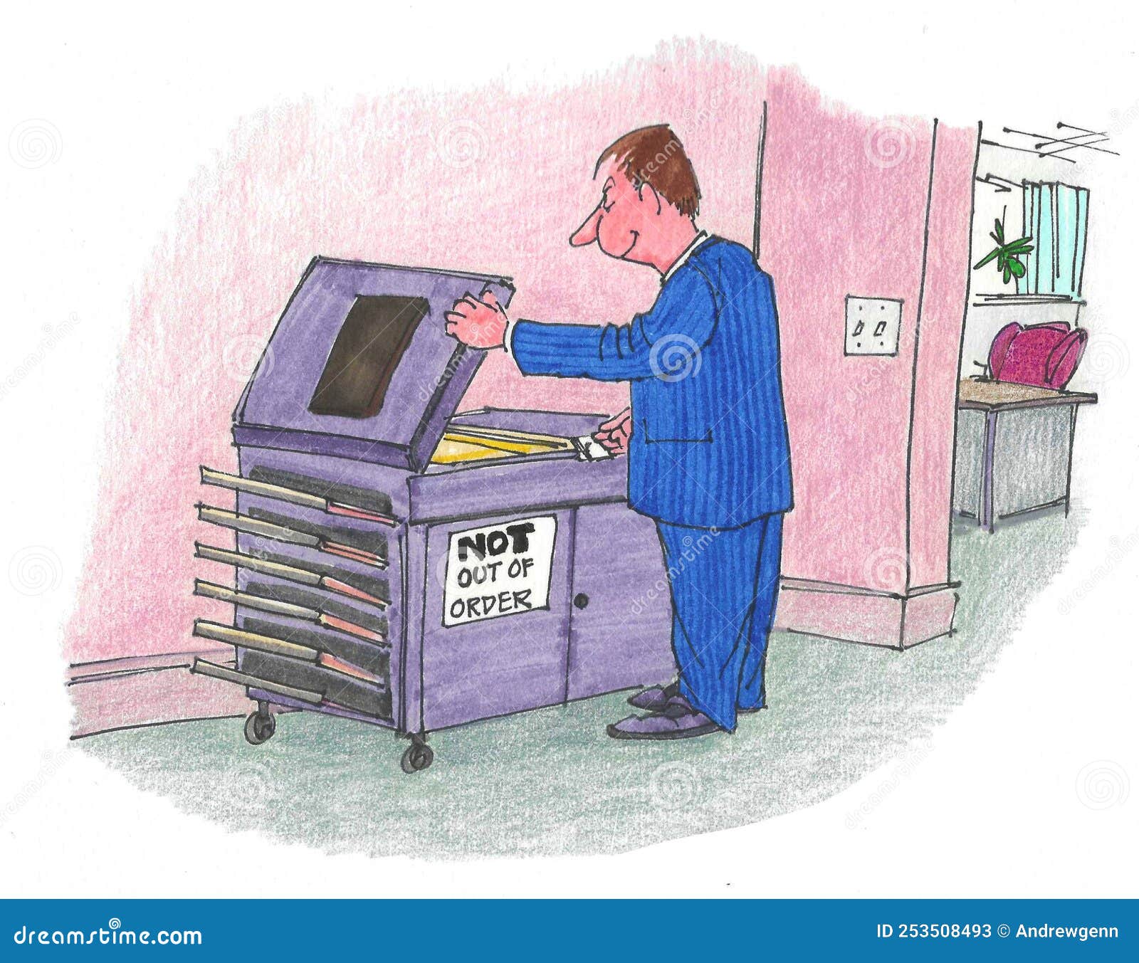 Copier is working stock illustration. Illustration of communication ...