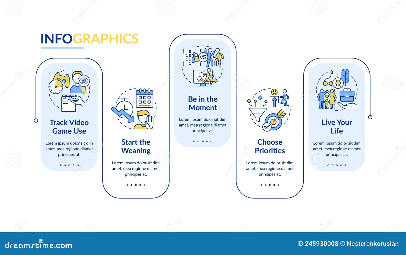 Coping with Gaming Addiction Rectangle Infographic Template Stock ...