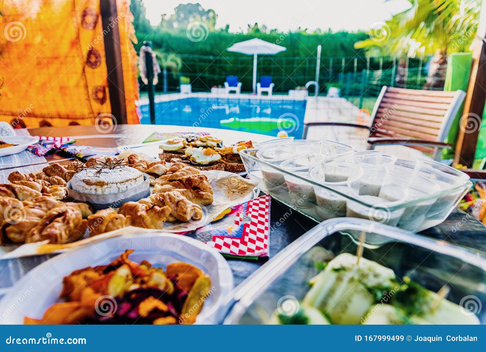 A Copious Snack Served by the Pool during the Summer Holidays Stock ...