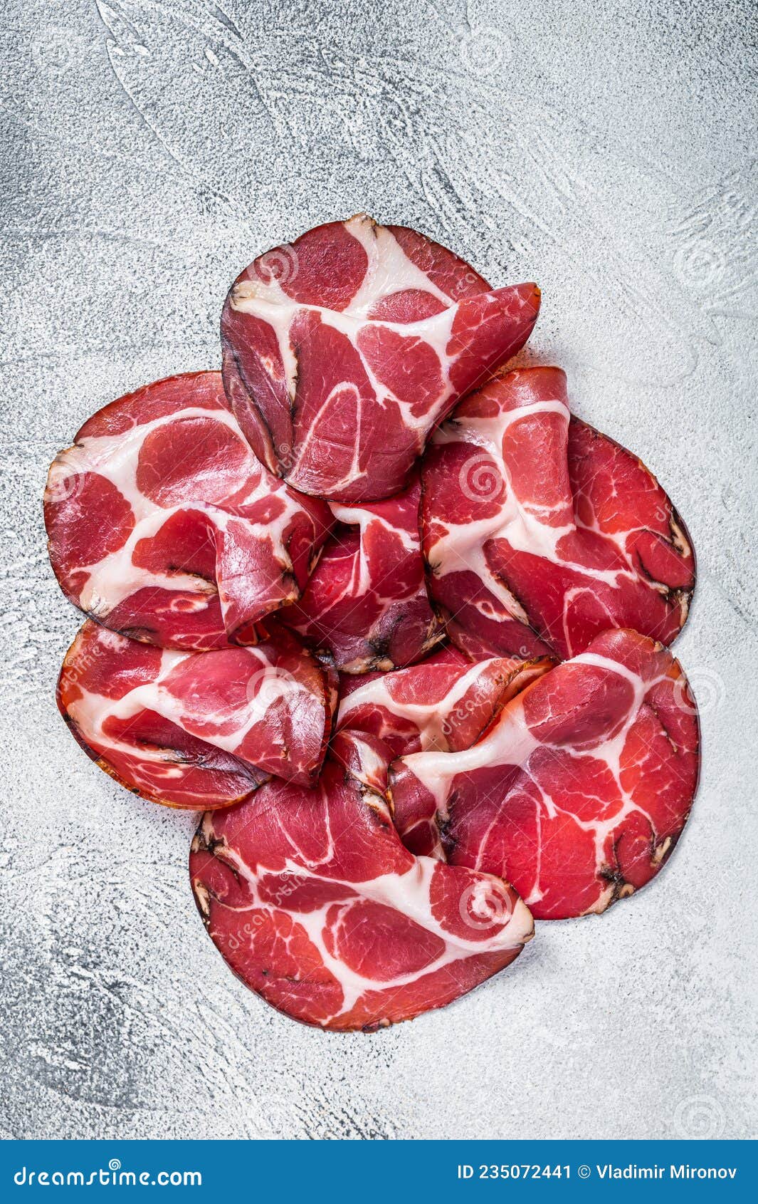 Coppa Cured Ham on Kitchen Table. White Background Stock Image - Image ...