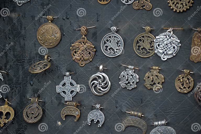 Copper amulets stock image. Image of craftsmanship, display - 45928735