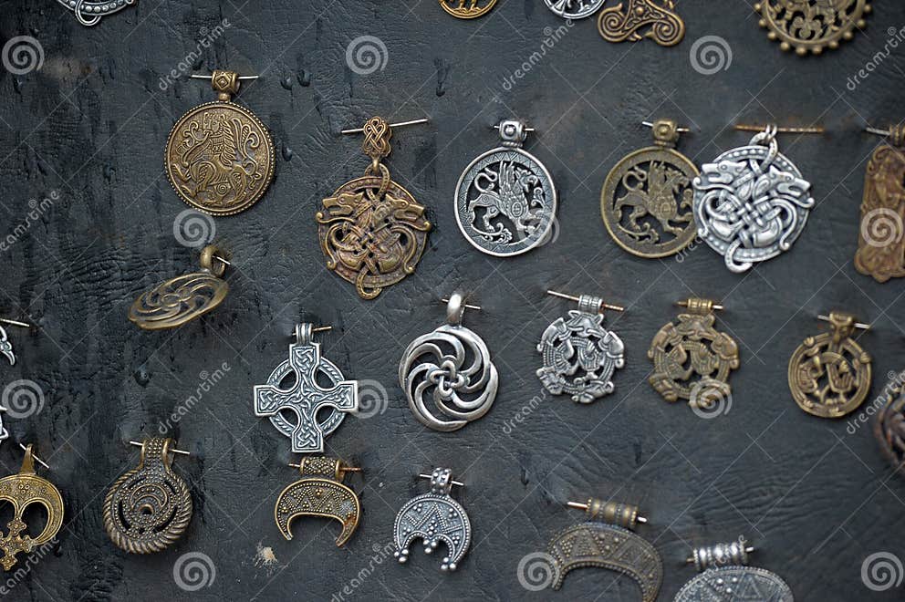 Copper amulets stock image. Image of craftsmanship, display - 45928735