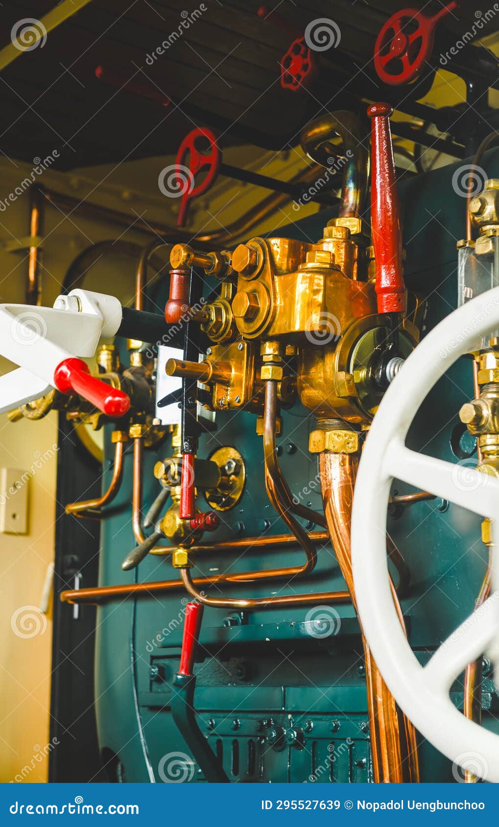 Copper Antique Steam Train Control Stock Image - Image of industry ...