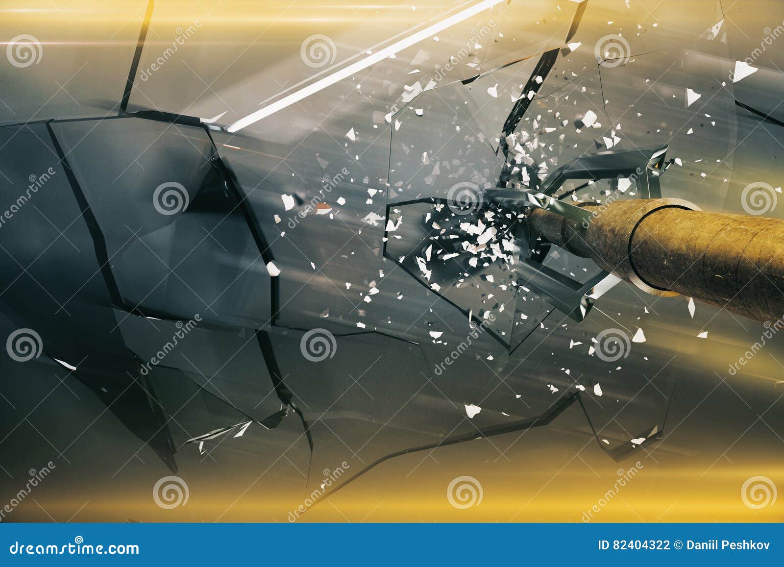 Copper Arrow Breaking Glass Closeup Stock Illustration - Illustration ...
