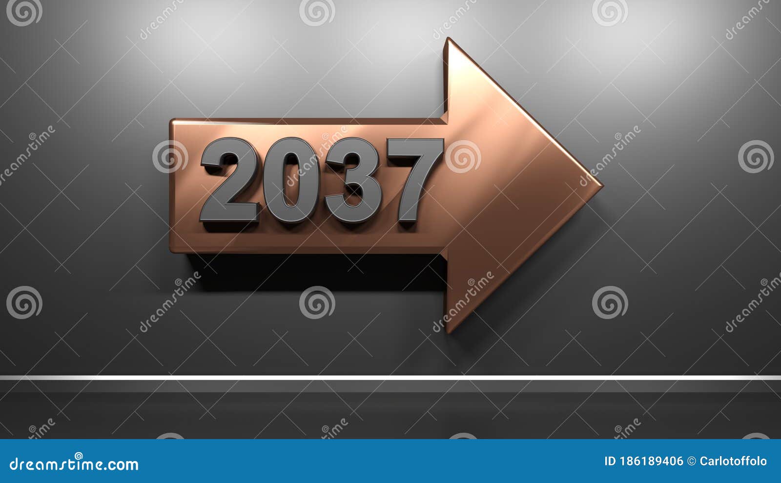 Copper Arrow 2037 To the Right - 3D Rendering Illustration Stock ...