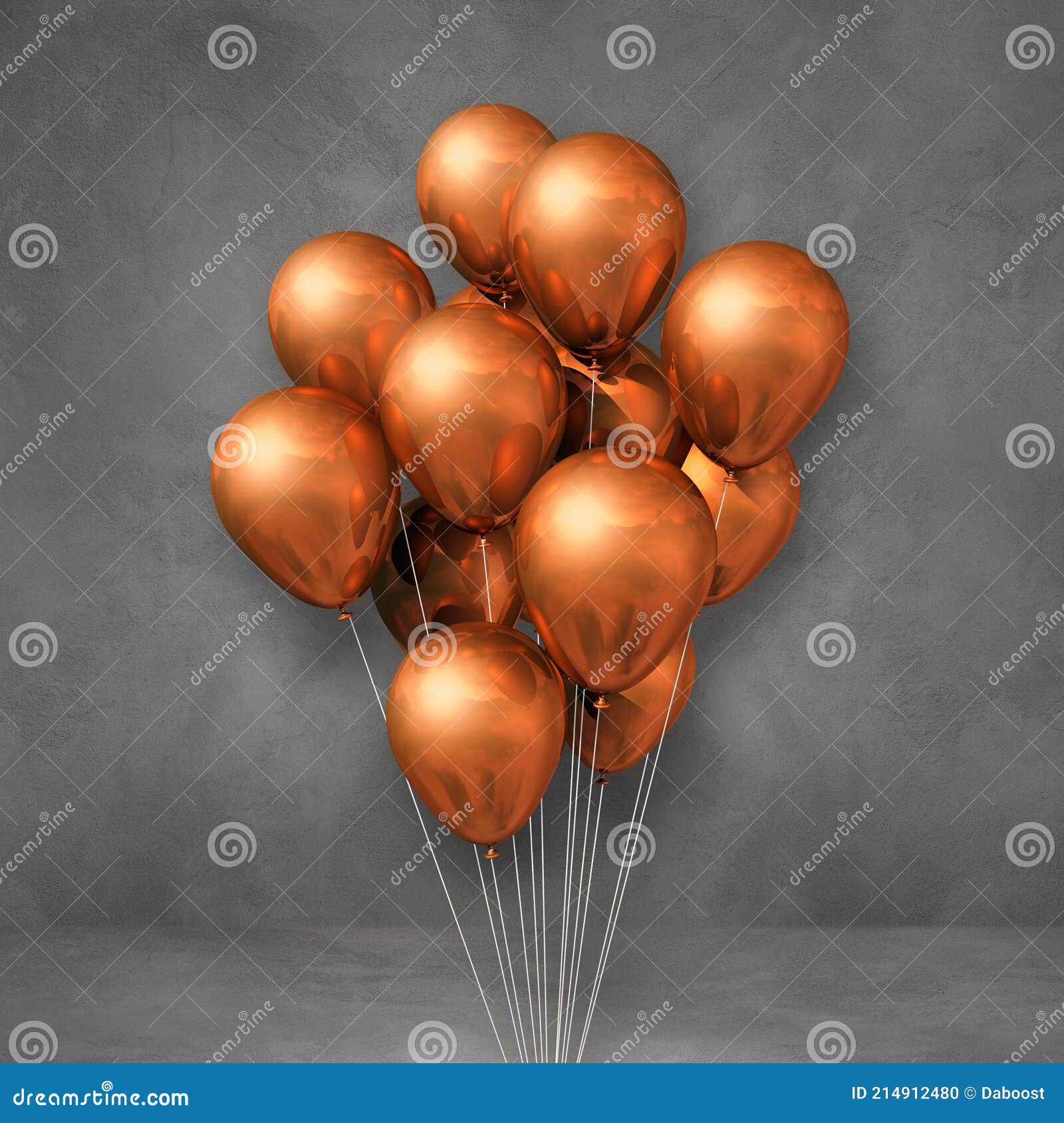Copper Balloons Bunch On A White Wall Background Royalty-Free ...