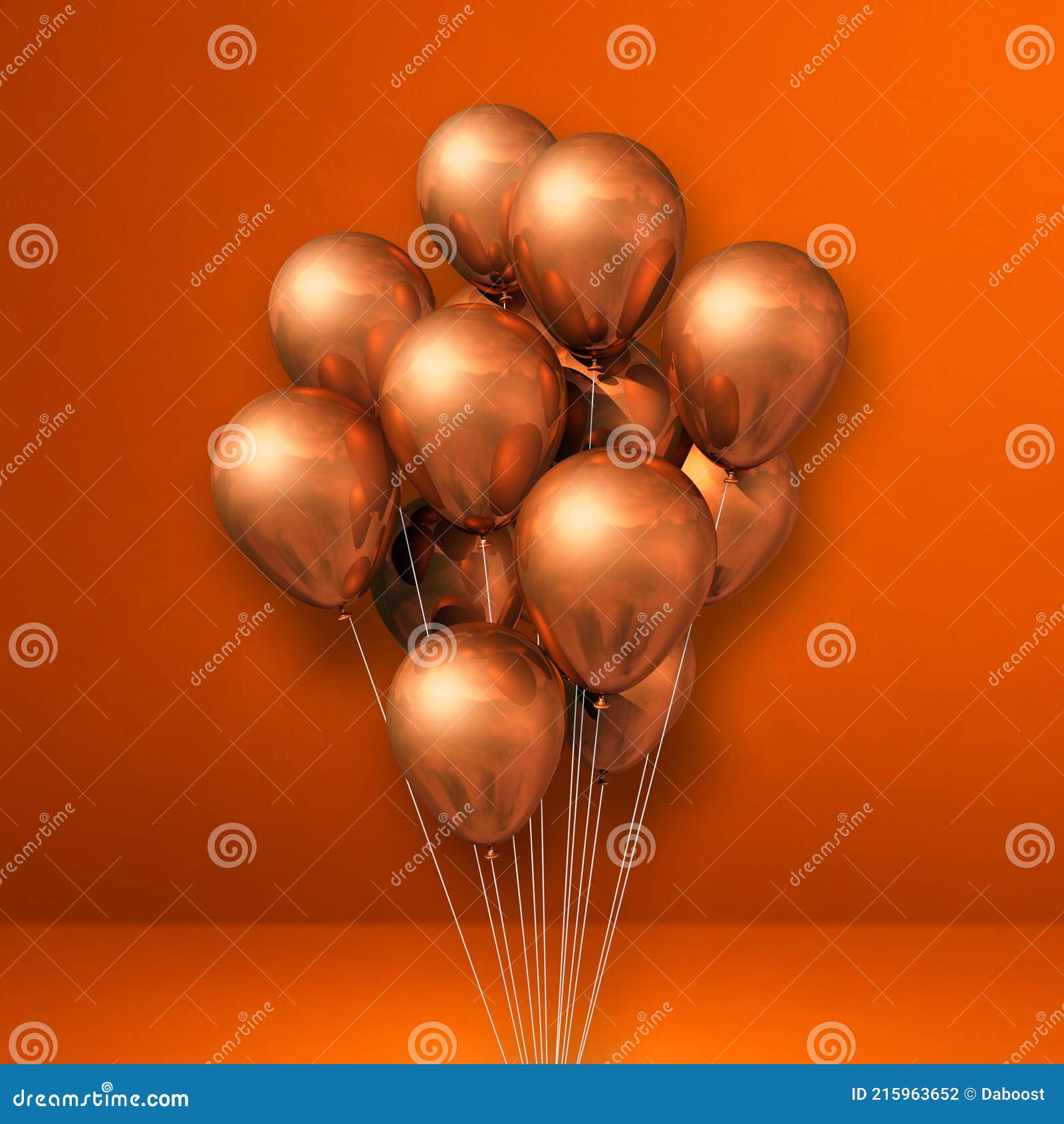Copper Balloons Bunch On A White Wall Background Royalty-Free ...