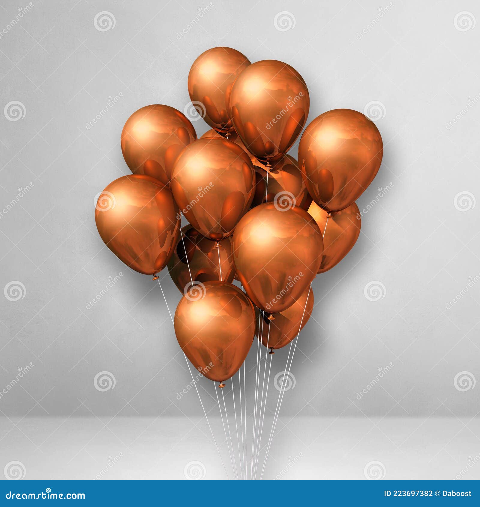 Copper Balloons Bunch On A White Wall Background Royalty-Free ...