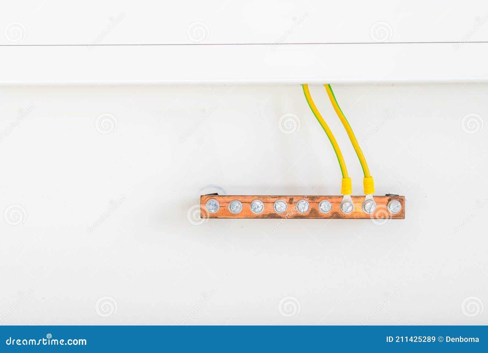 Copper Bar Electrical Grounding Stock Image - Image of cables ...