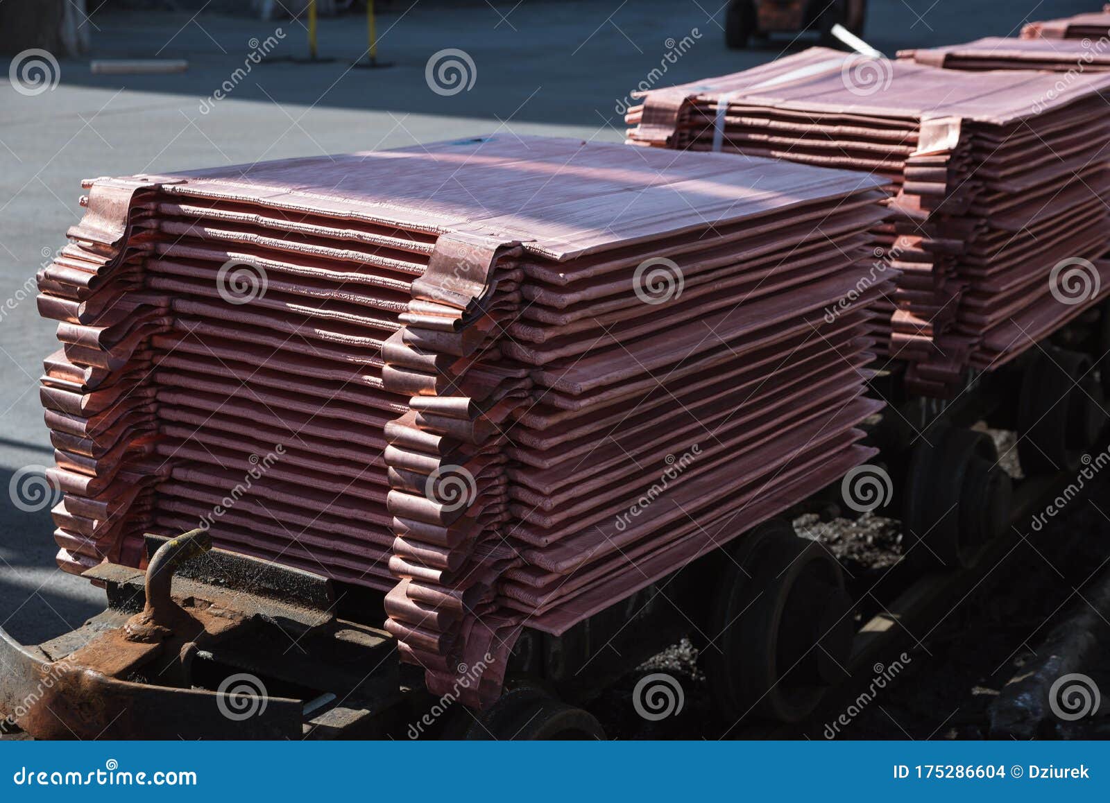 Copper bars in the smelte stock photo. Image of tracks - 175286604