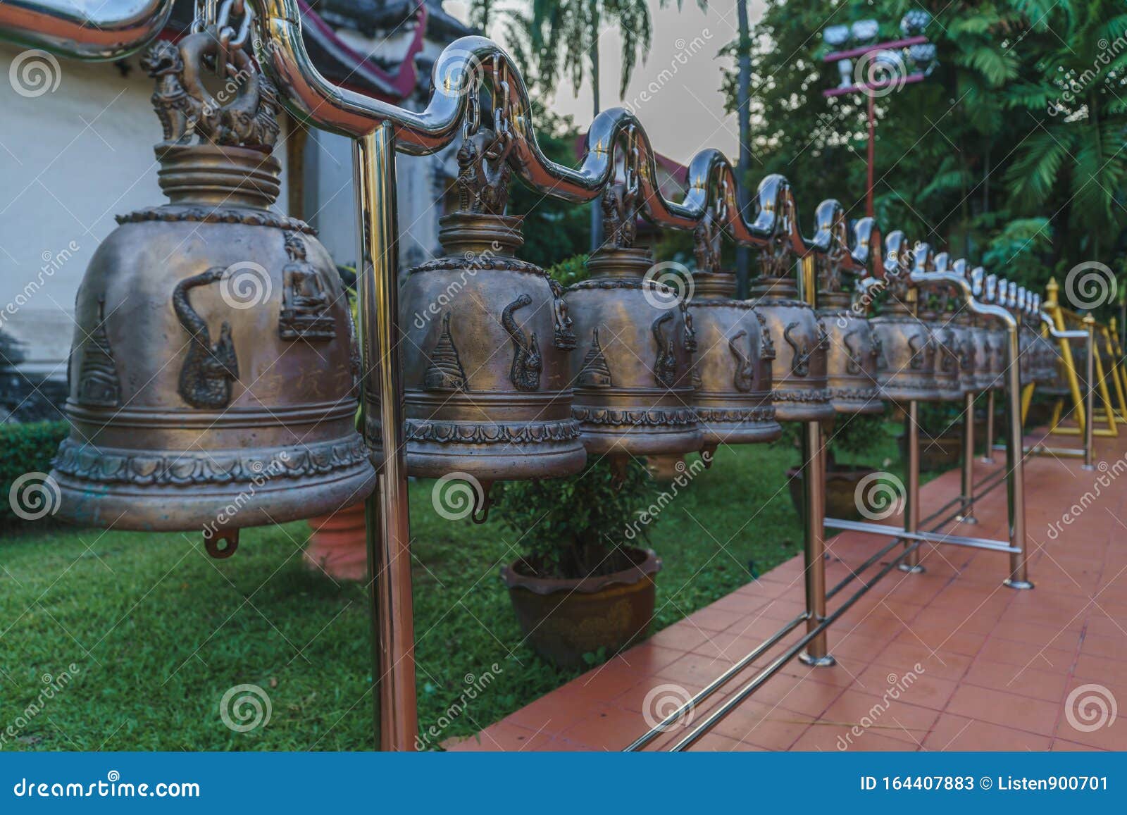 Copper Bells Hung Together In Thai Temple Royalty-Free Stock ...