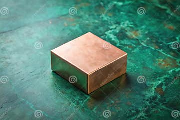 Timeless Contrast: Copper Block on Green Marble Background - Generative ...