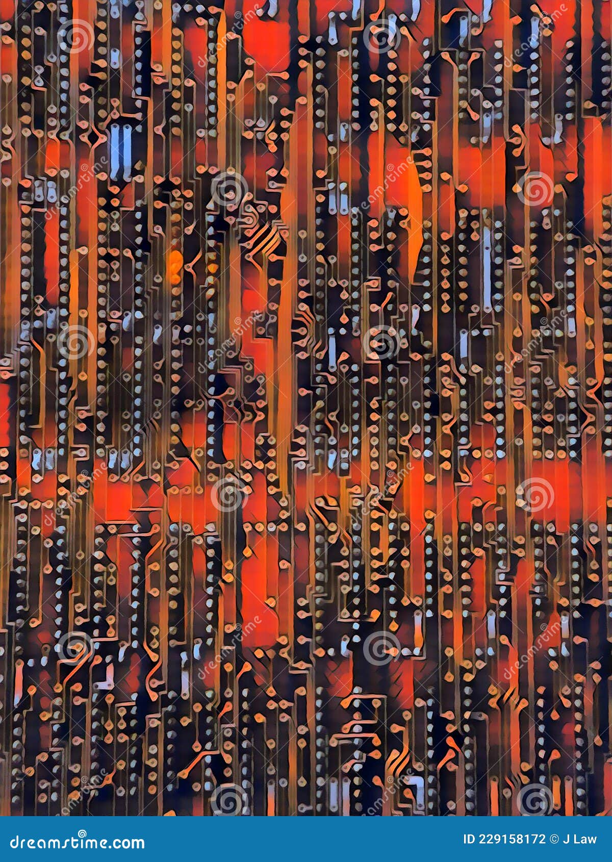 Copper and Blue Coloured Solder Connections of an Old Computer Circuit ...