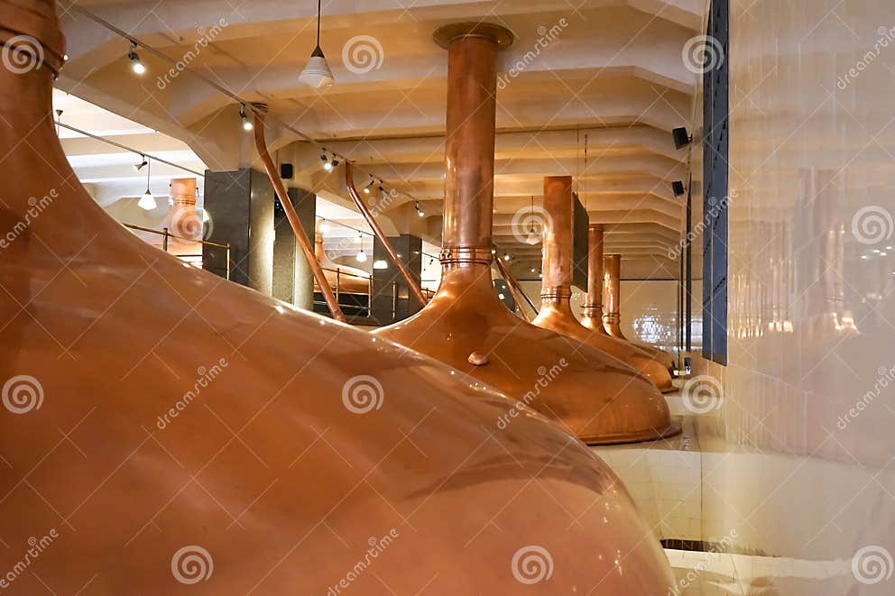 Copper Boilers for Brewing Beer. Stock Photo - Image of plzen, malt ...