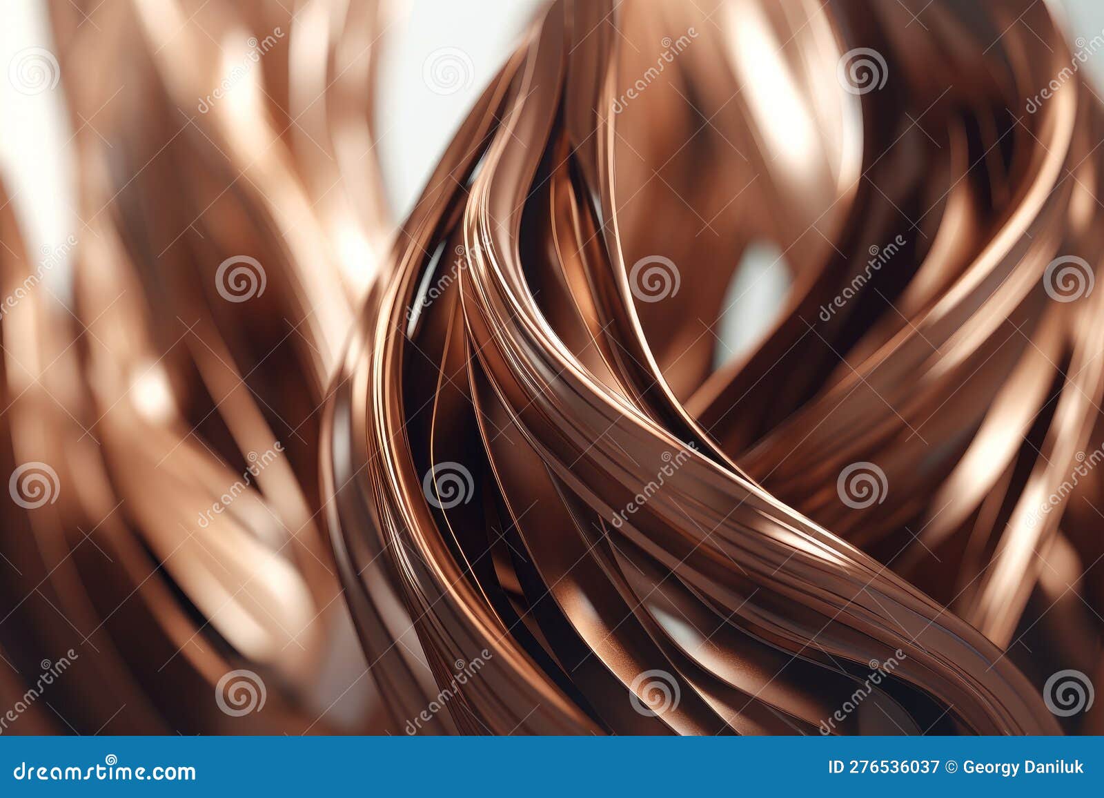 Copper and Bronze Twisted Waves: Modern Minimalist 3D Render Stock ...