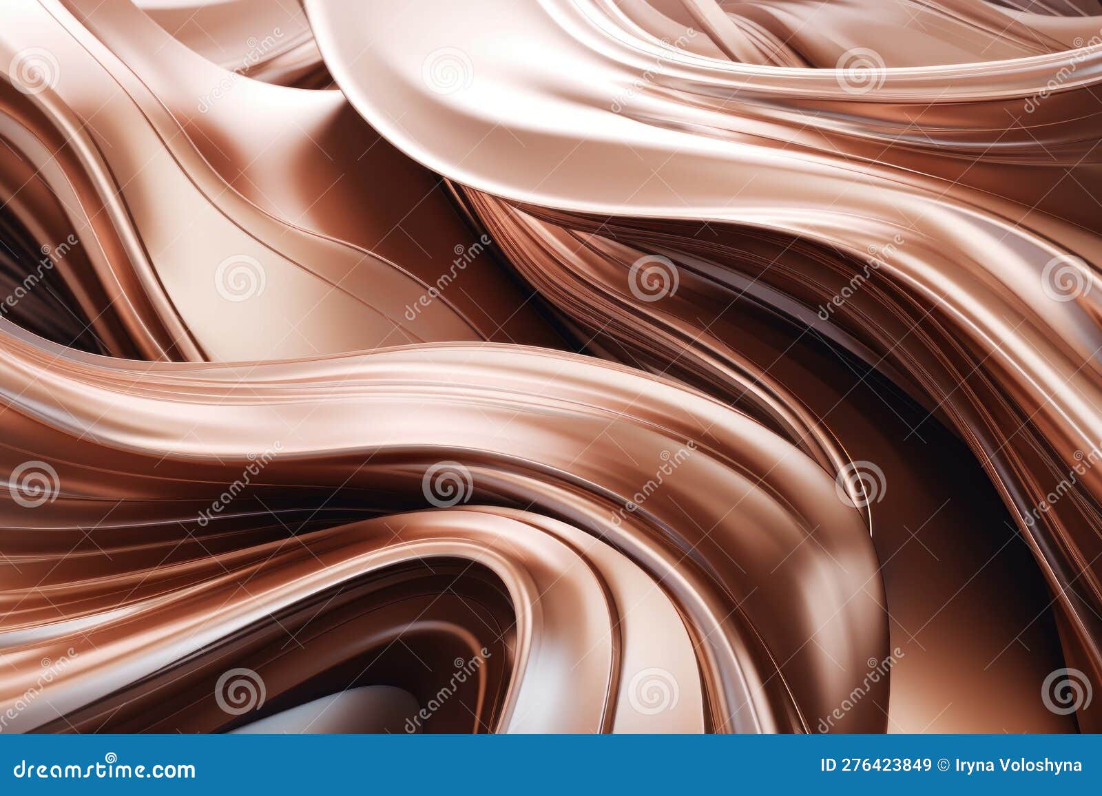 Copper and Bronze Waves: Modern Minimalist 3D Render with Industrial ...