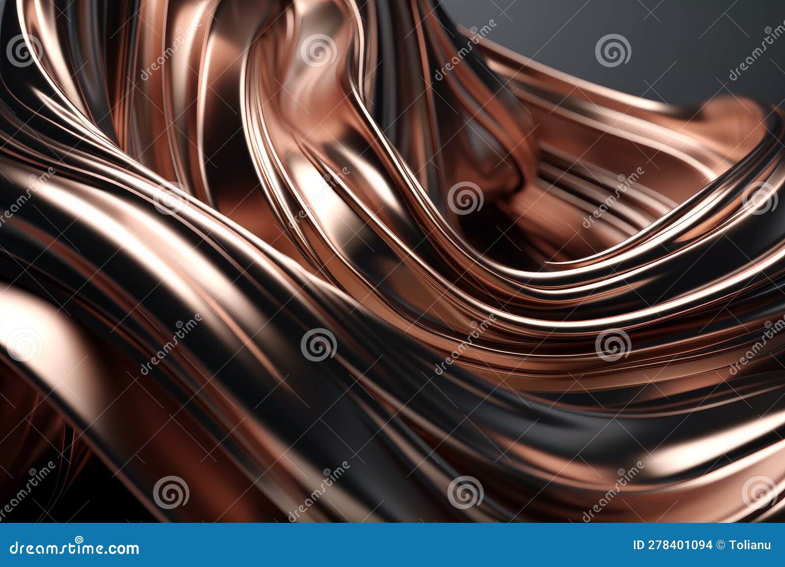 Copper & Brushed Silver Twisted Waves in Modern Minimalist Blender - 3D ...