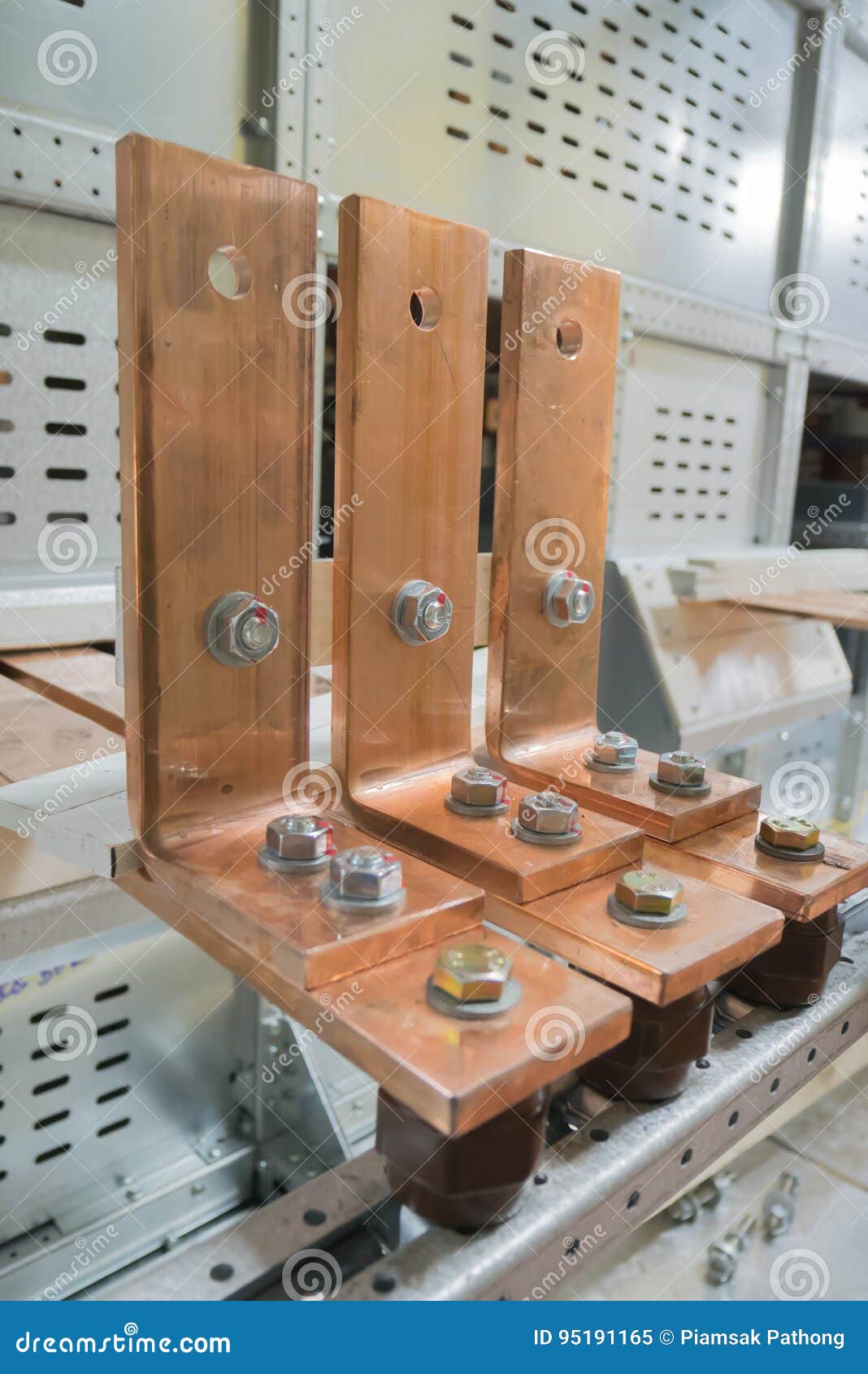 Copper bus bar stock image. Image of connected, equipment - 95191165