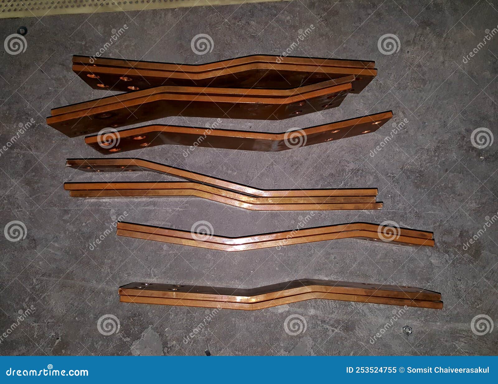 Copper Bus Bar Prepared for Modification Stock Image - Image of energy ...
