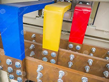 Copper Bus Bars with Color Code Stock Image - Image of component, cable ...
