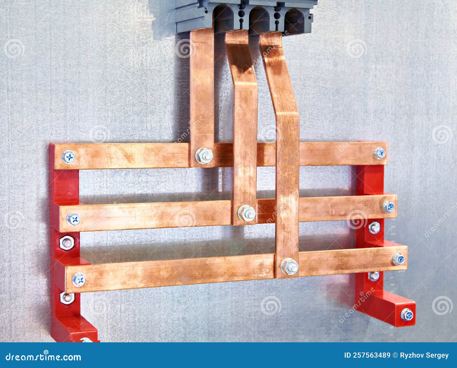Copper busbar transformer stock image. Image of industrial - 257563489