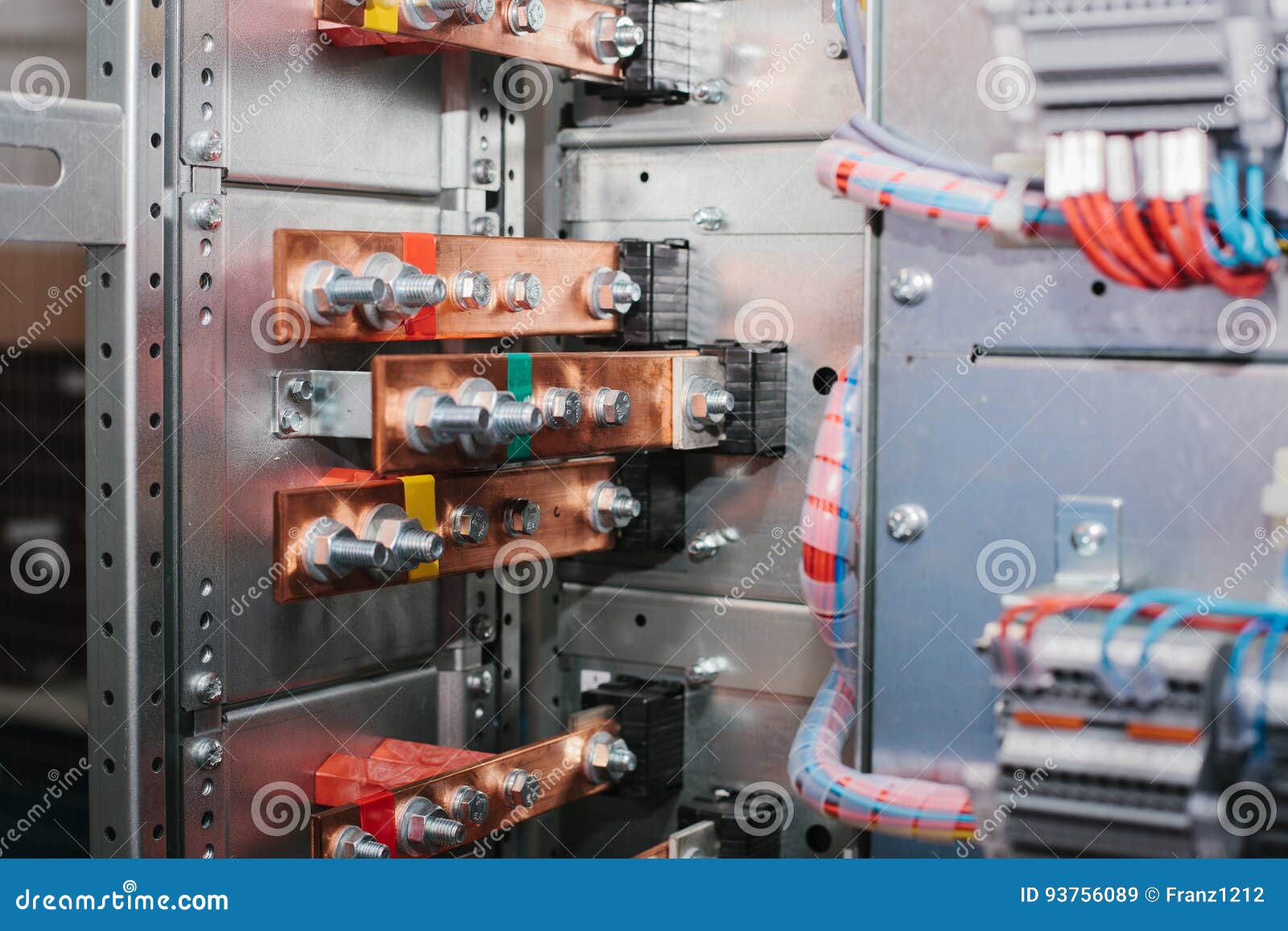 Copper Busbar Connection Circuit Breaker Isolated On White Background ...