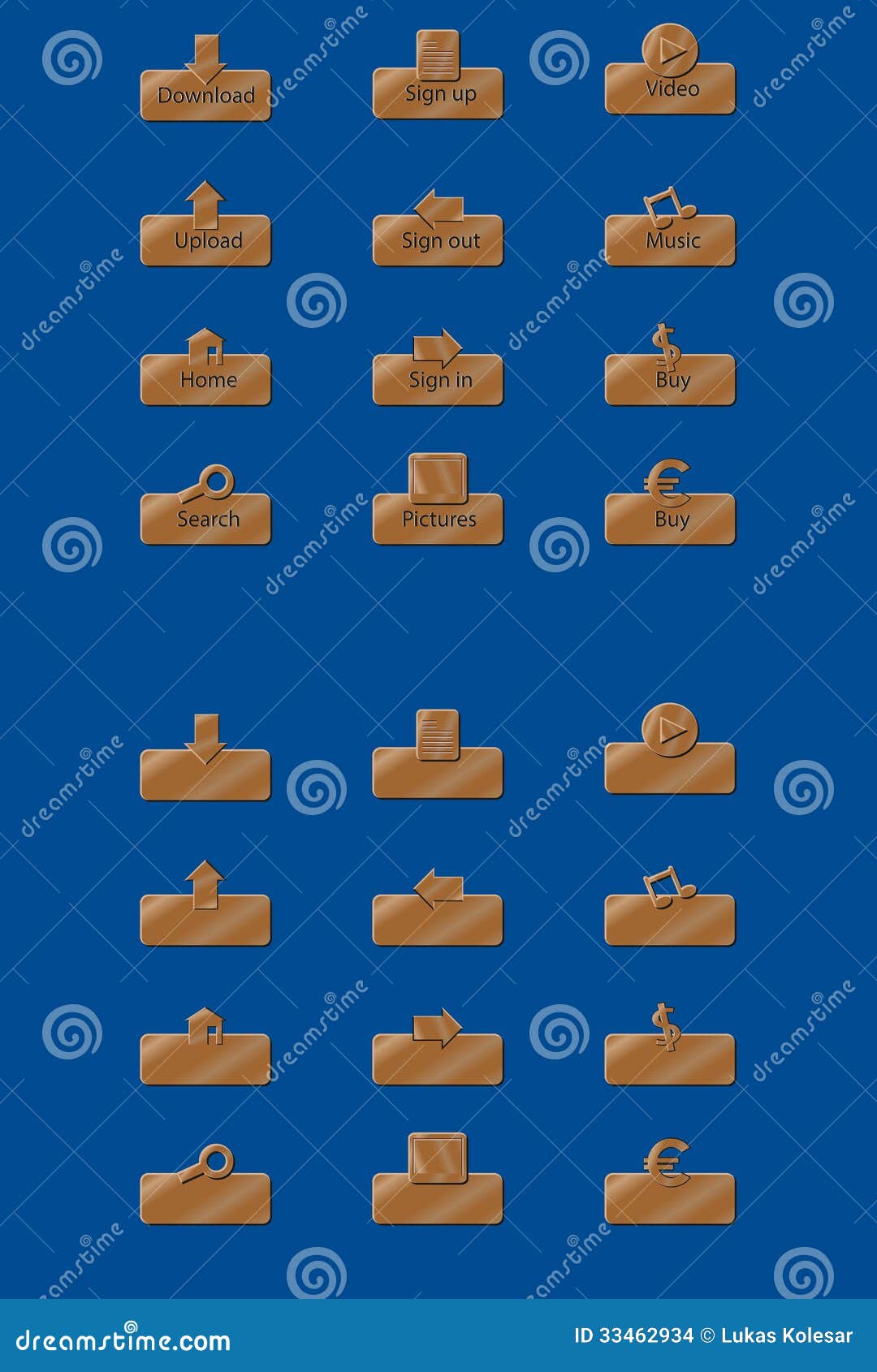 Copper buttons stock vector. Illustration of button, dollar - 33462934
