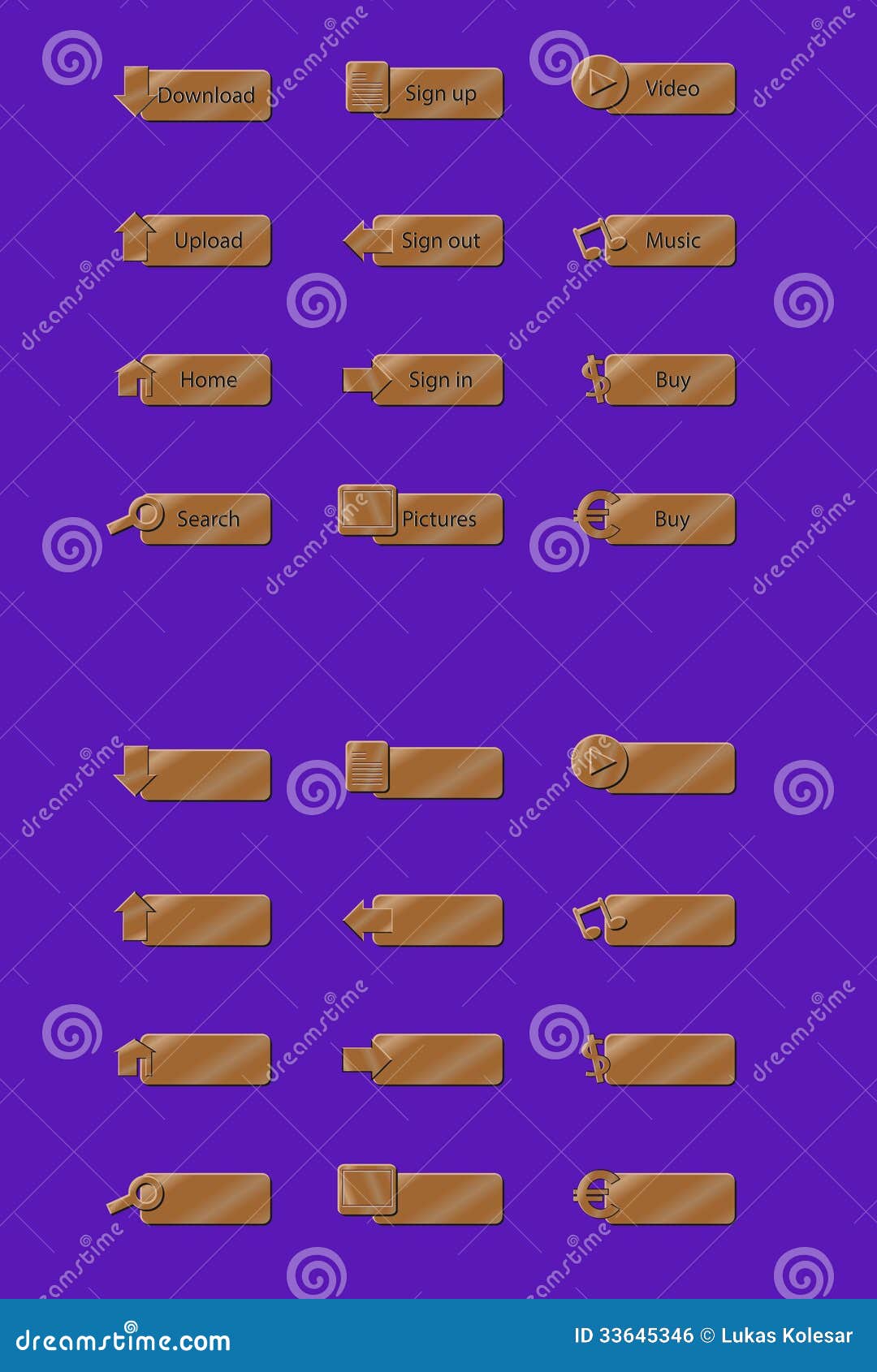 Copper buttons stock illustration. Illustration of video - 33645346