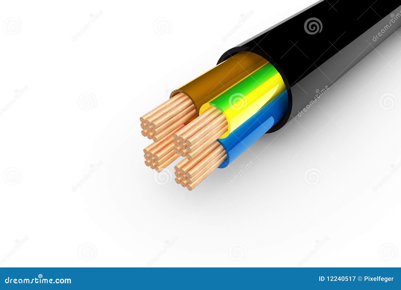 Copper Cable. Realistic Electrical Multicore Wire With Coloured ...