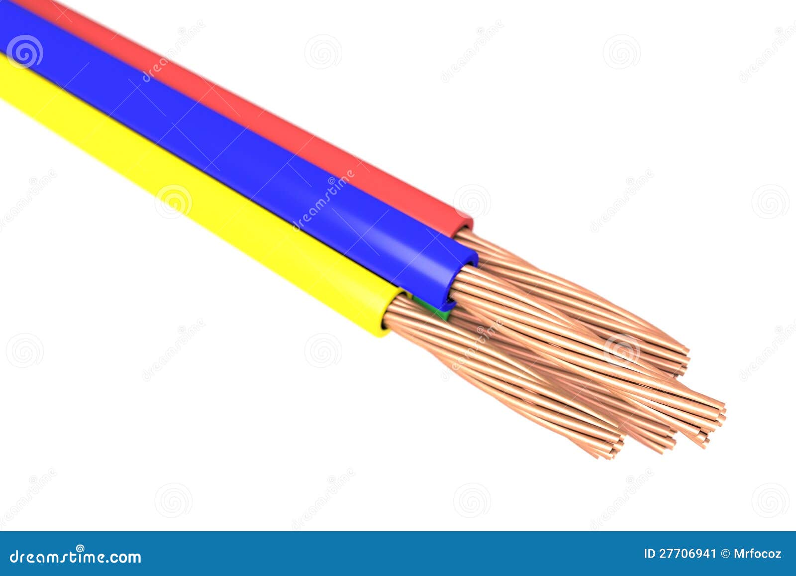 Copper Cable. Realistic Electrical Multicore Wire With Coloured ...
